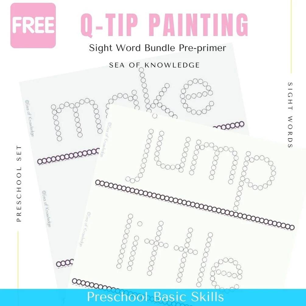 Free 100 task cards Editable Sight Word Practice Qtip Painting
