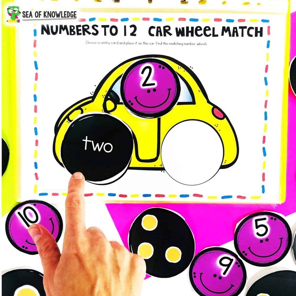 Number Sense Activities Printable Car Wheel Match Game