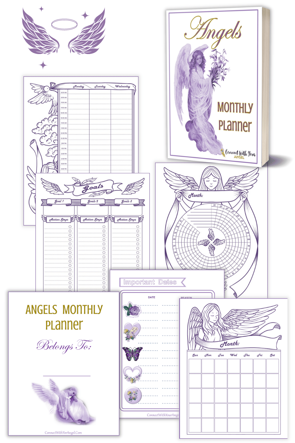 Download Our Gorgeous Guardian Angel Monthly Planner and Journal ...