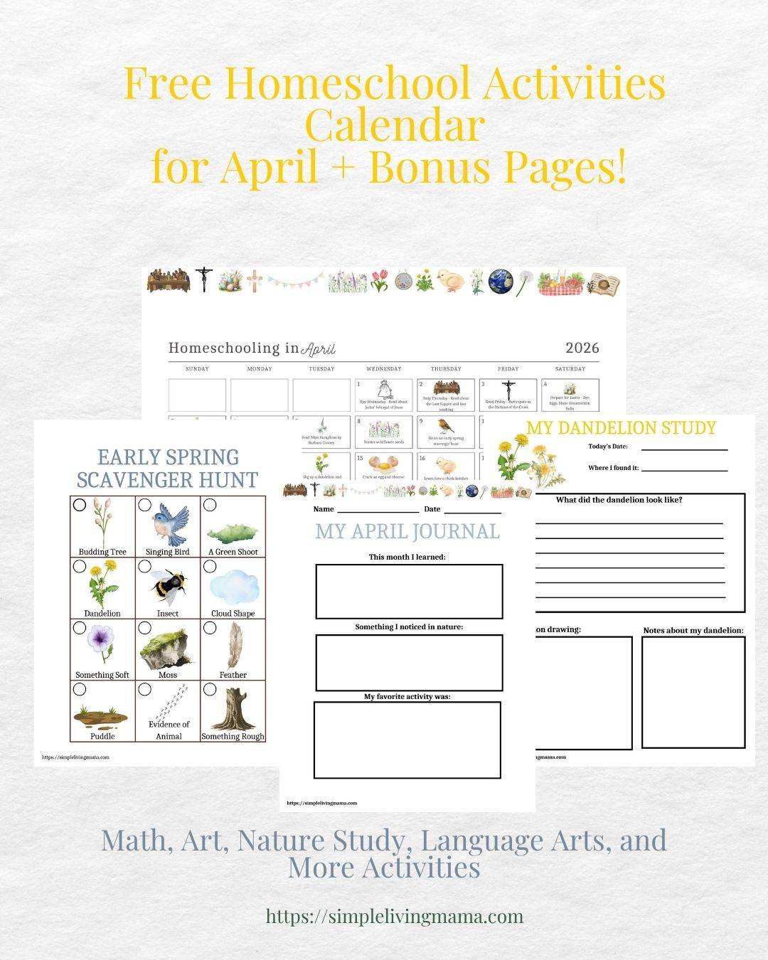 April Homeschool Activities Calendar - Simple Living Mama