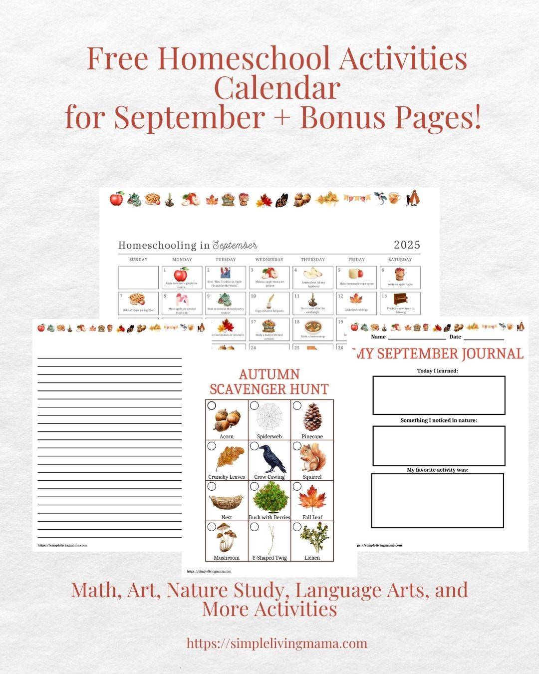 September Homeschool Activities Calendar - Simple Living Mama