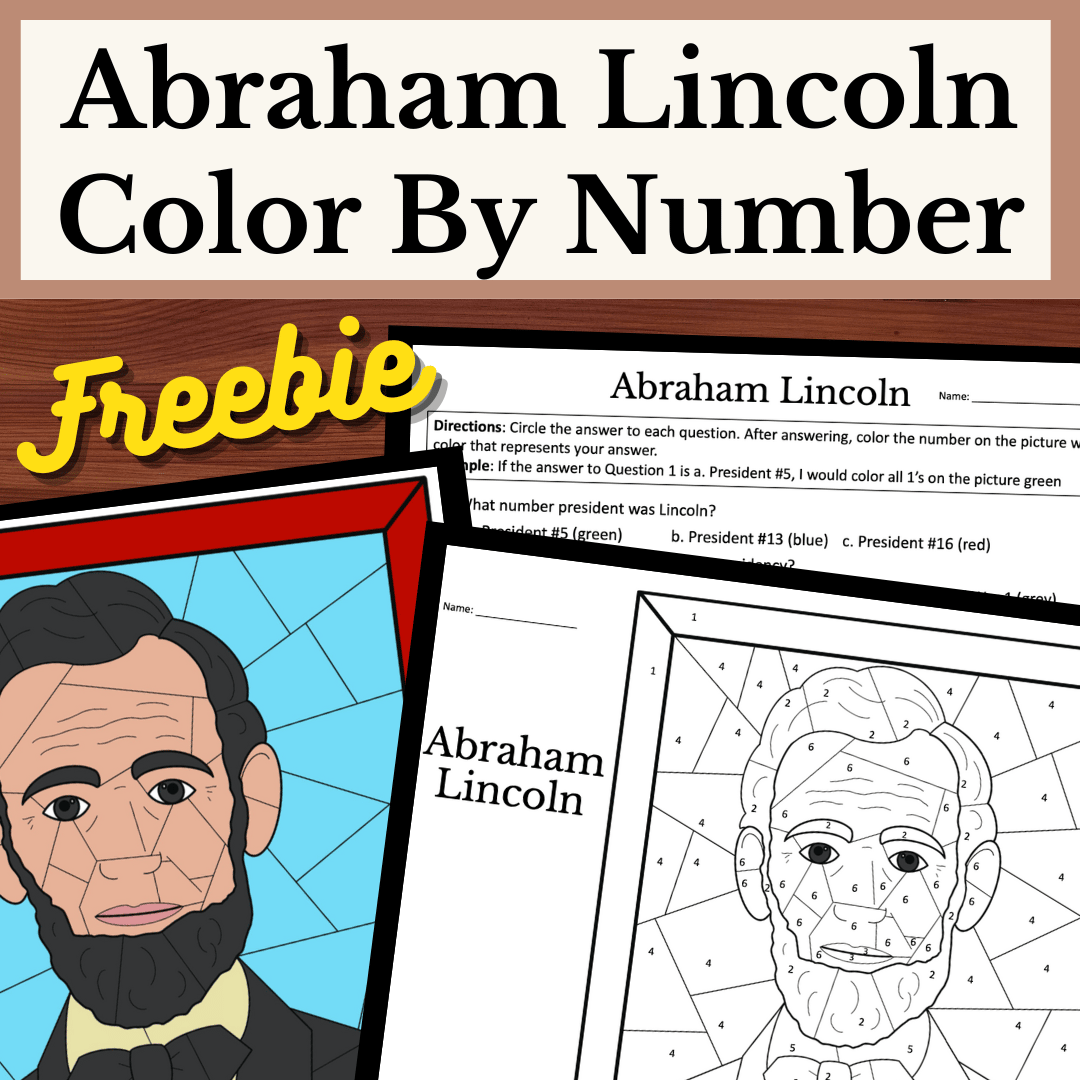 US History Activity Color-By-Number Abraham Lincoln