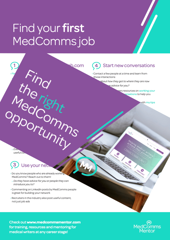 How can I find my first MedComms job?