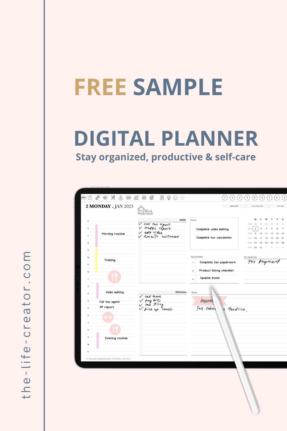 FREE SAMPLE DIGITAL PLANNER by TheLifeCreator