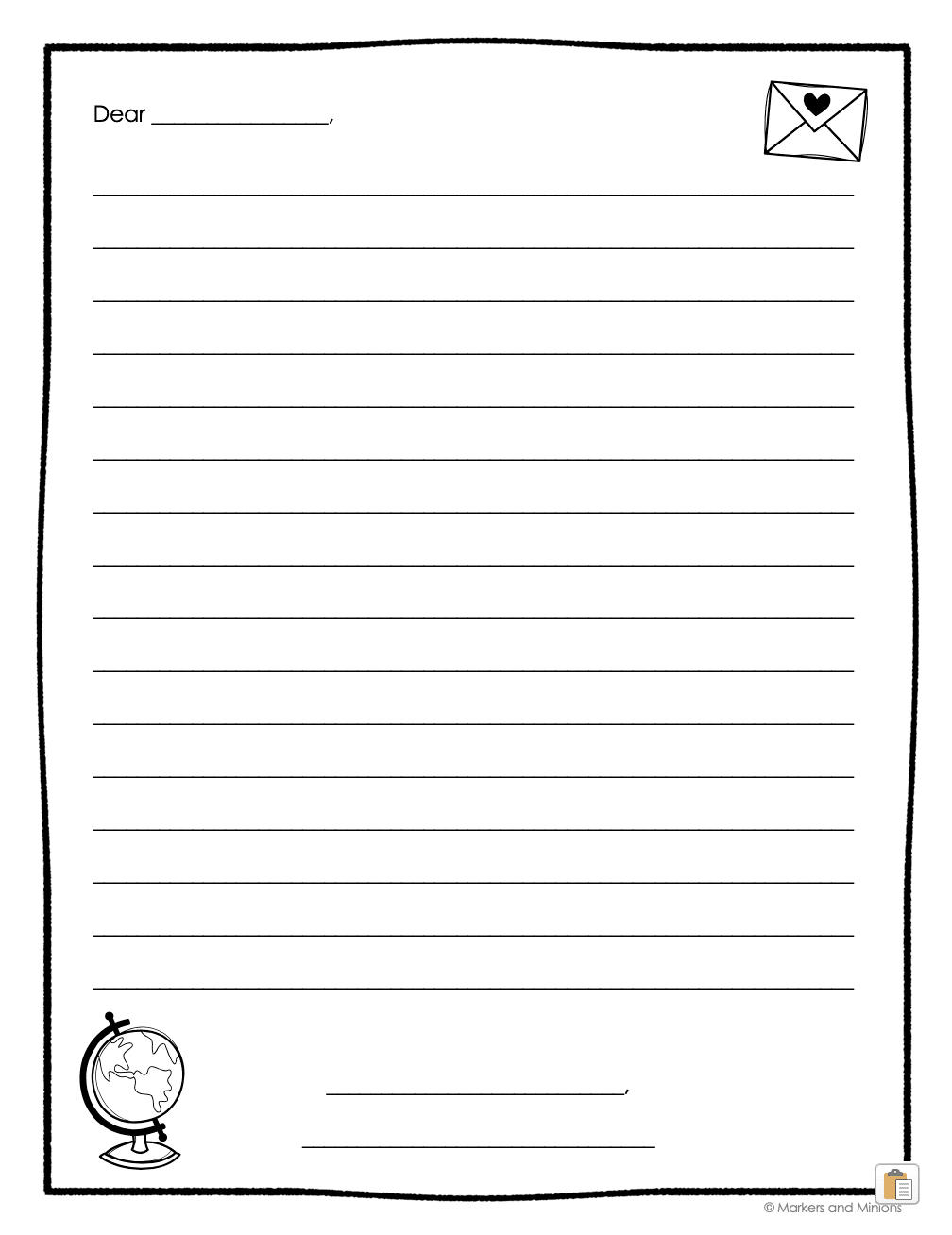 Pen Pal Postcard & Letter Templates (Both Primary & Upper Lines)