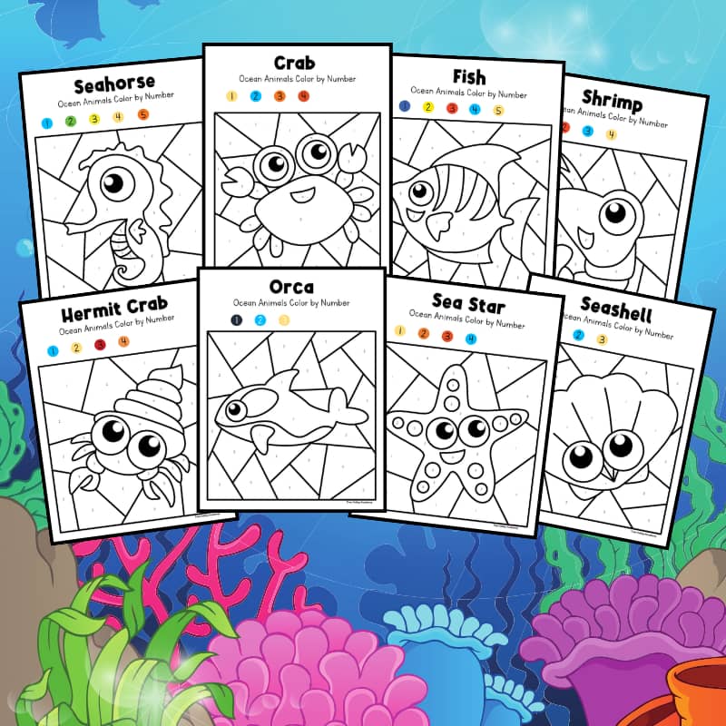 Ocean Color by Numbers & Fun Printable Summer Activities for Kids
