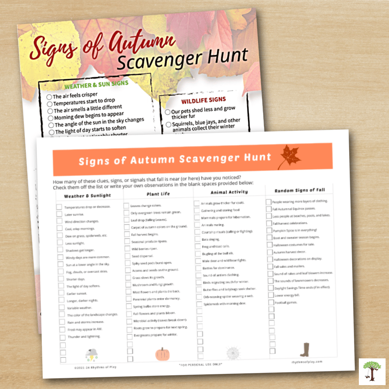 🍁 NEW Updated Signs of Fall Scavenger Hunt 🍂