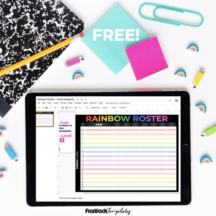 FREE Rainbow Student Roster + Magical Circle Gradients