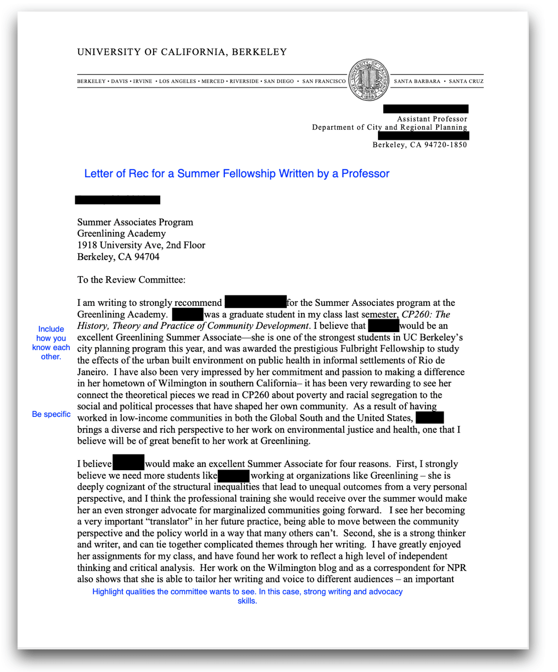 Letters of Rec