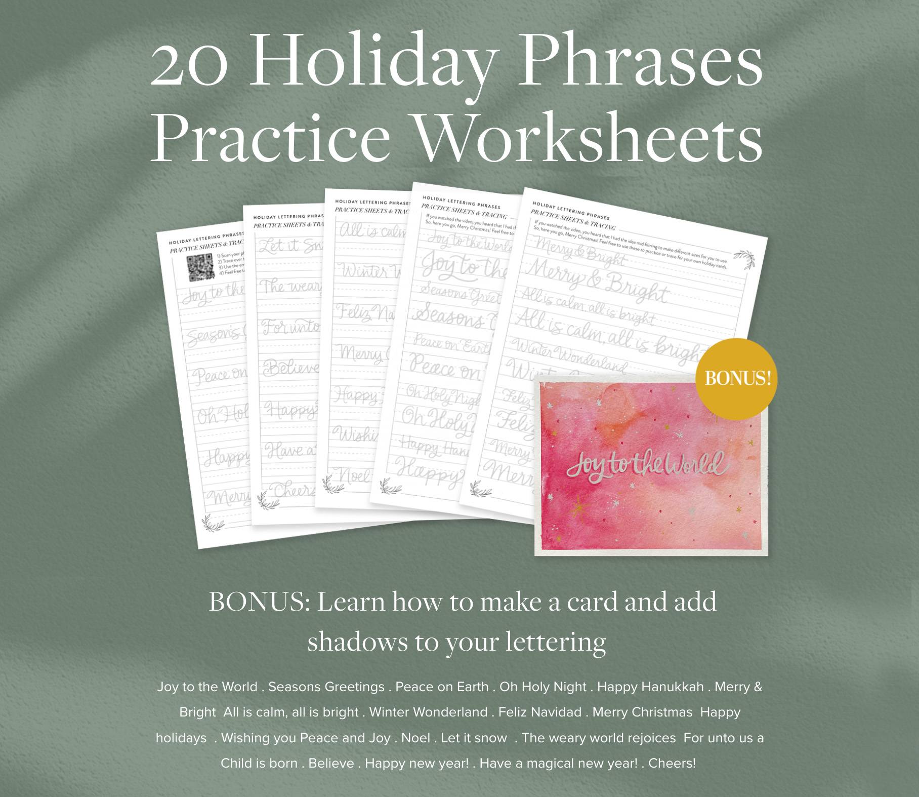 20 Holiday Phrases Practice Sheets