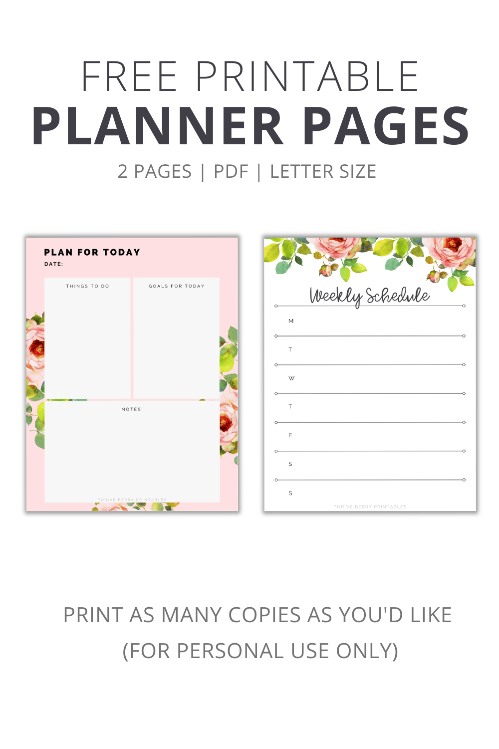 Printable Planner pages