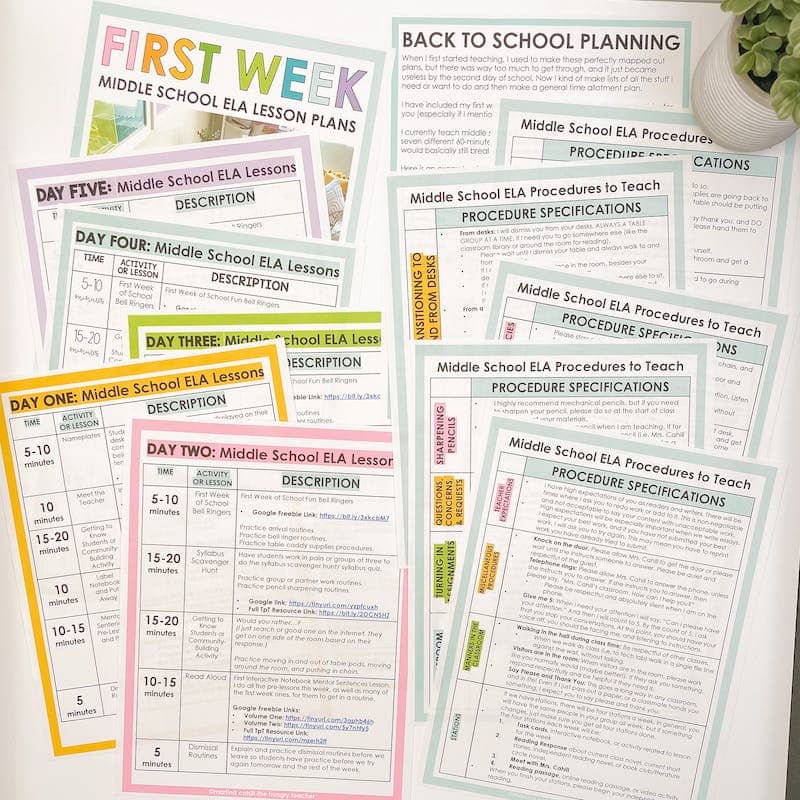 Get the middle school ELA First Week Lesson Plans