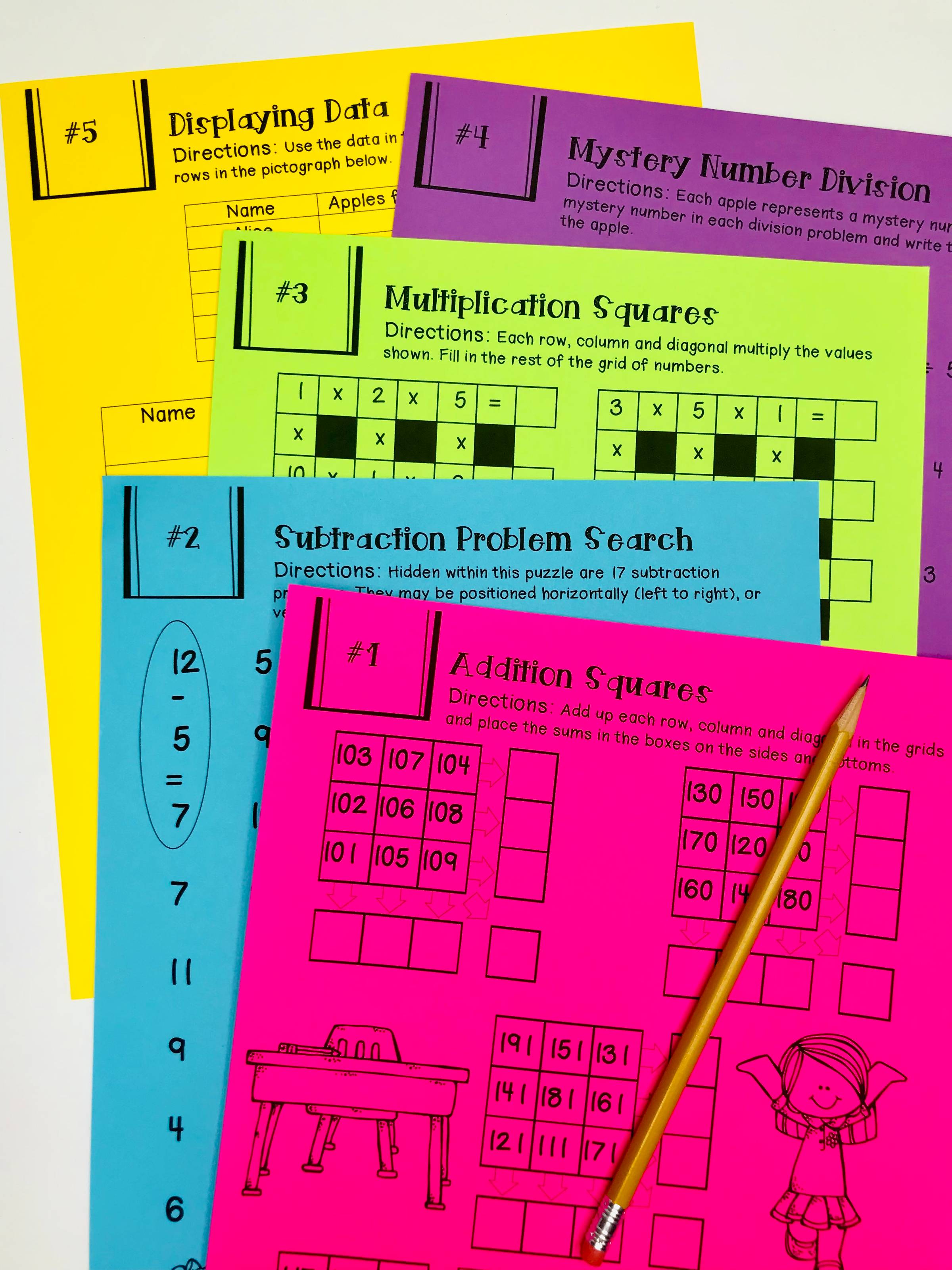 9 Math Packets Upper Elementary