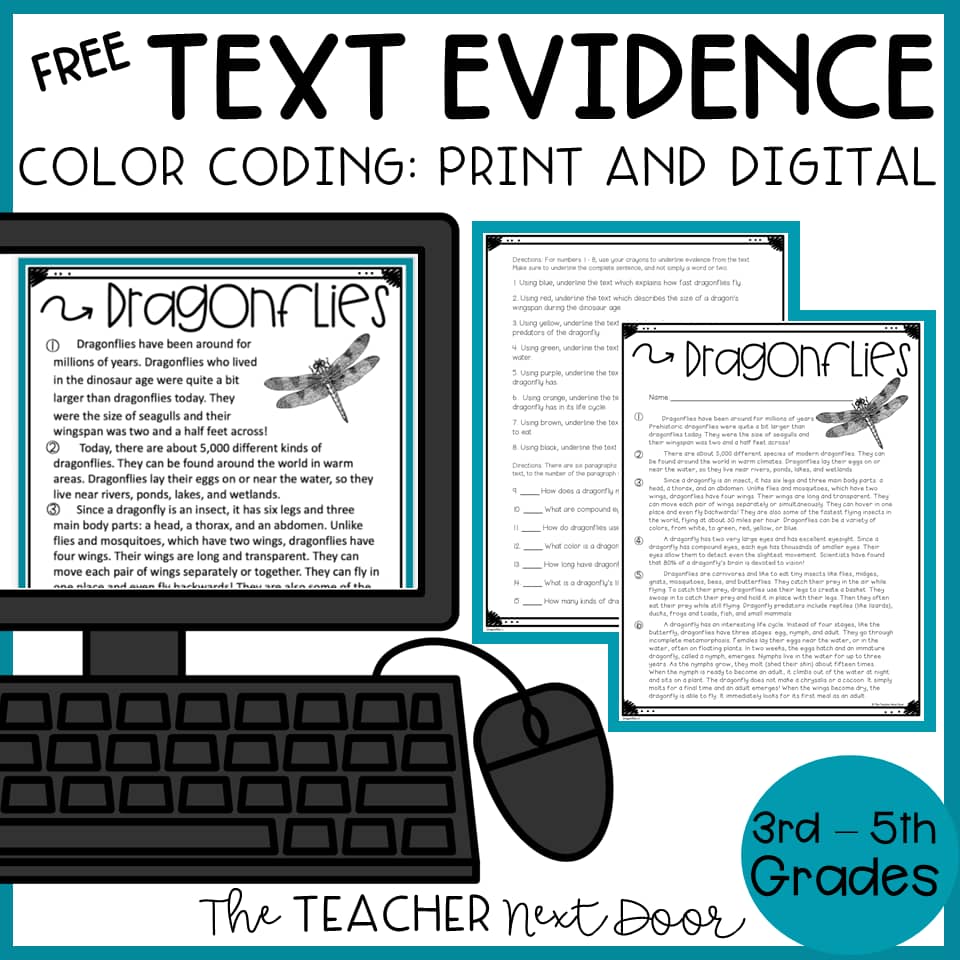 Text Evidence Freebie from The Teacher Next Door