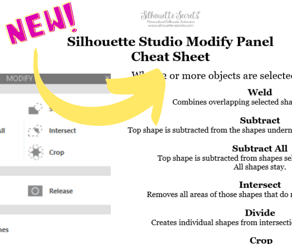 New! Silhouette Modify Panel Cheat Sheet - Silhouette Secrets-Swift ...
