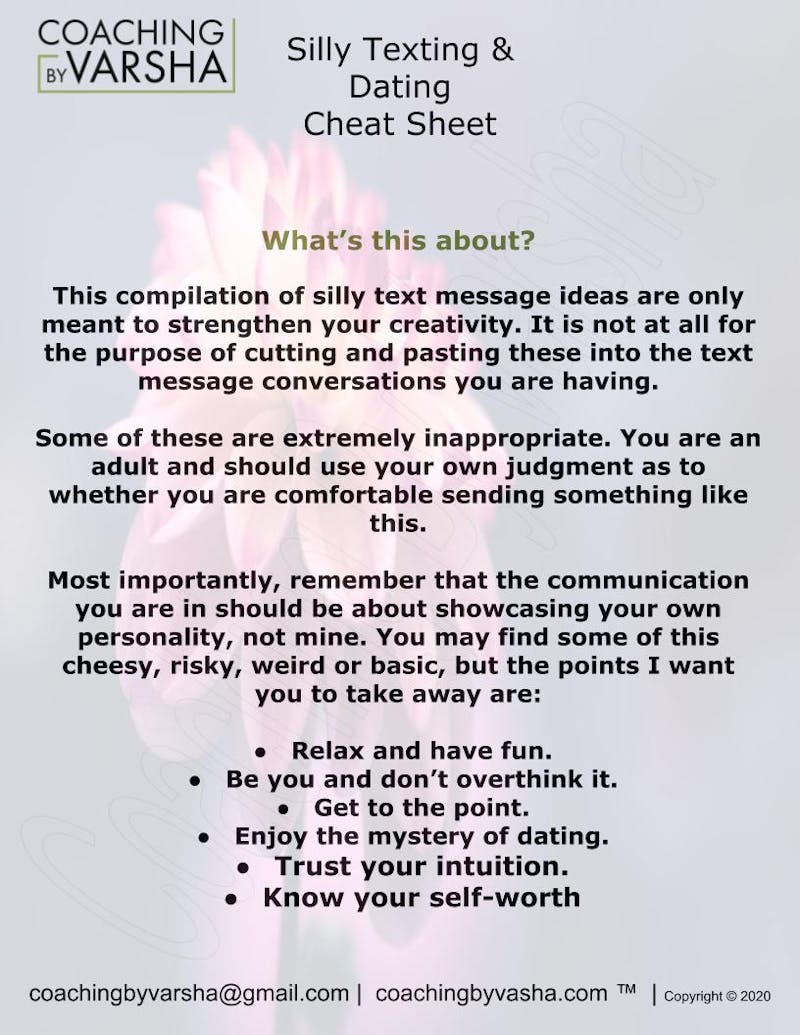 For Singles: Silly Texting & Dating Cheat Sheet