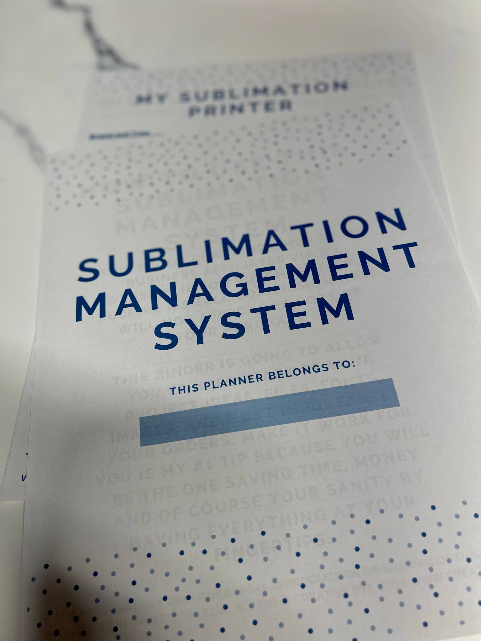 Sublimation Management Binder