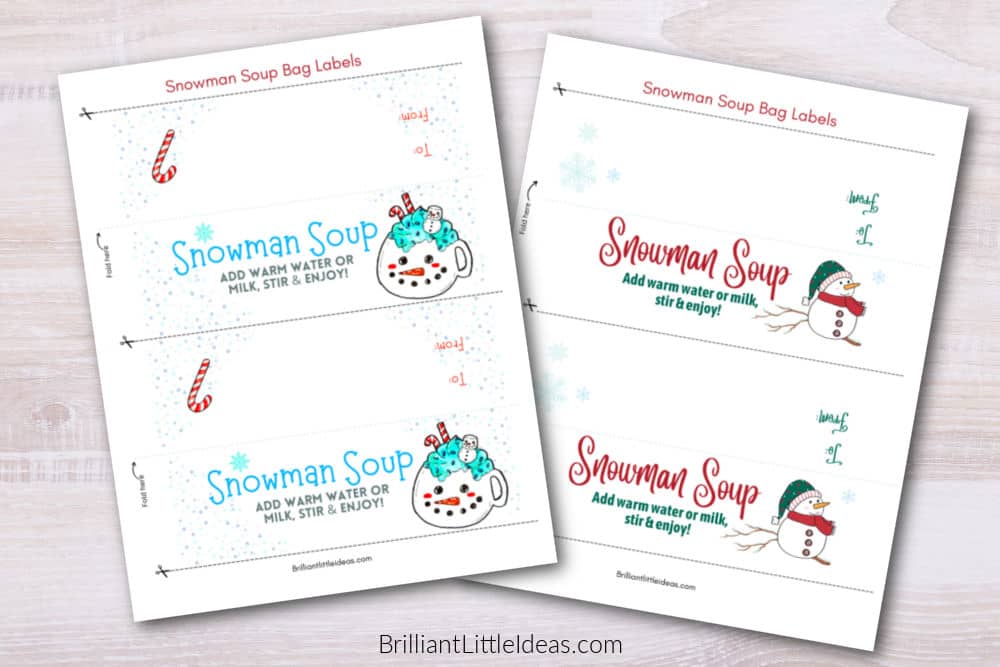 How to Make Snowman Soup -Free Printable Gift Label | Brilliant Little ...