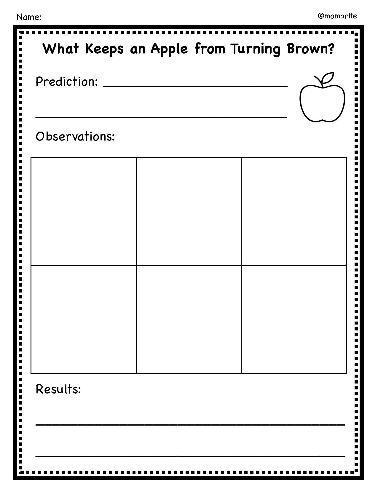 Free Apple Oxidation Experiment Worksheet