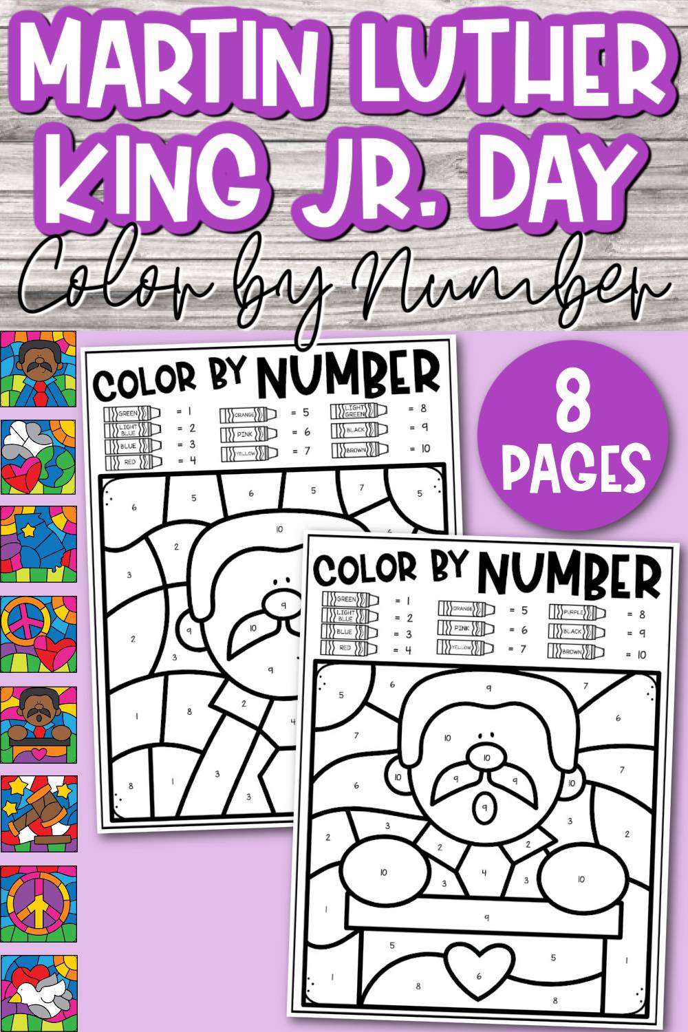 Martin Luther King Jr. Color by Number Printable