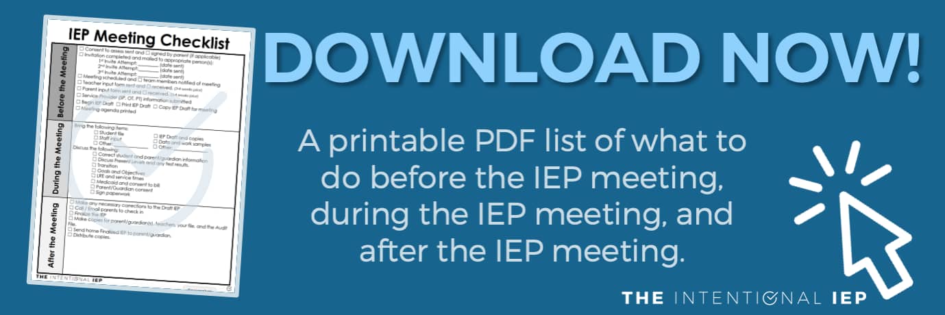 Free Before After During IEP Meeting Checklist