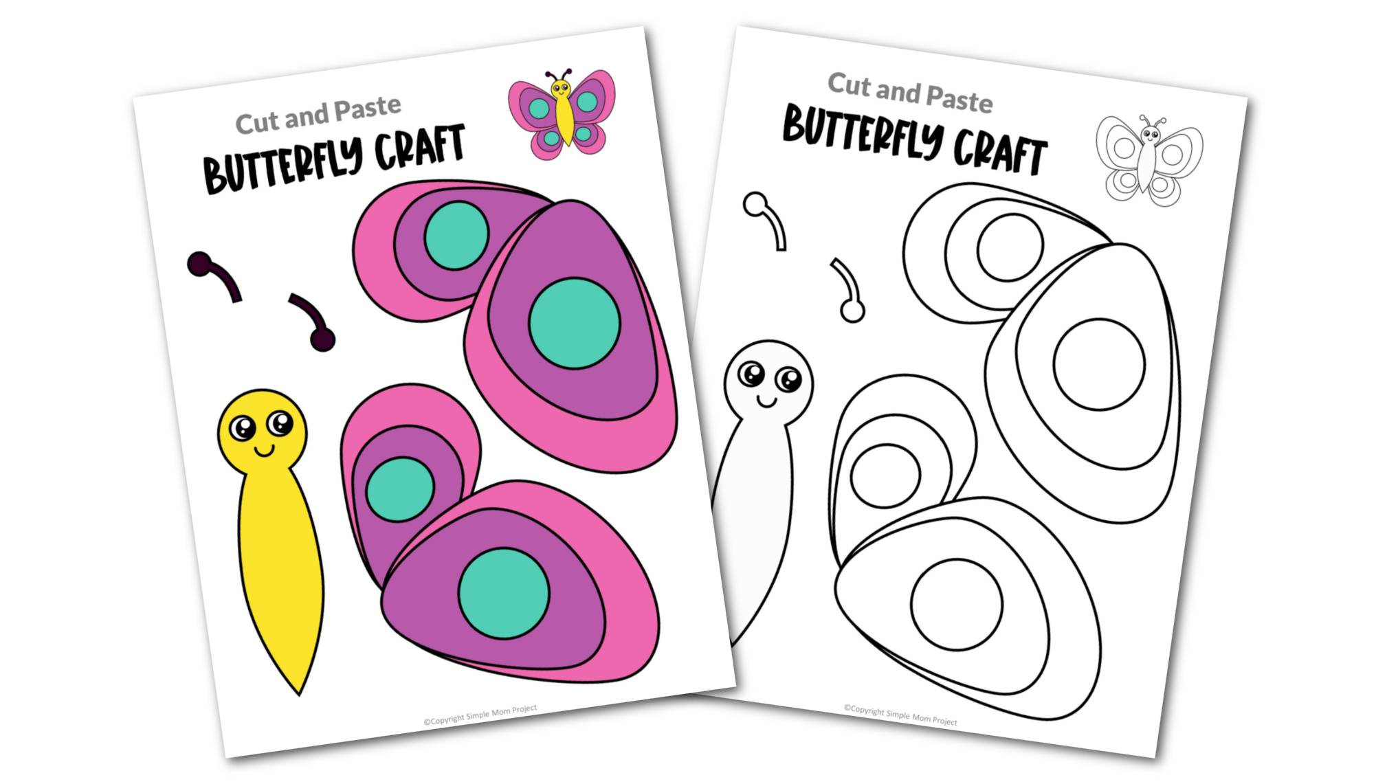 Free Printable Butterfly Craft Template | Easy Cut and Paste Activity ...