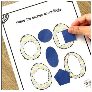 Fun Easter Egg Printable Shape Sorting Activity - FluffyTots