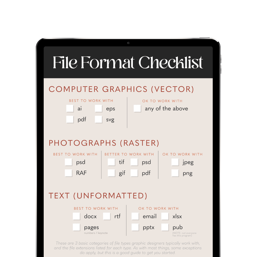 File Format Checklist