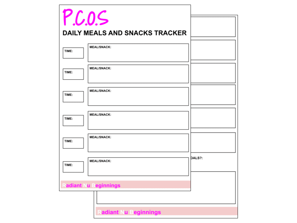 PCOS Daily meal and snacks tracker
