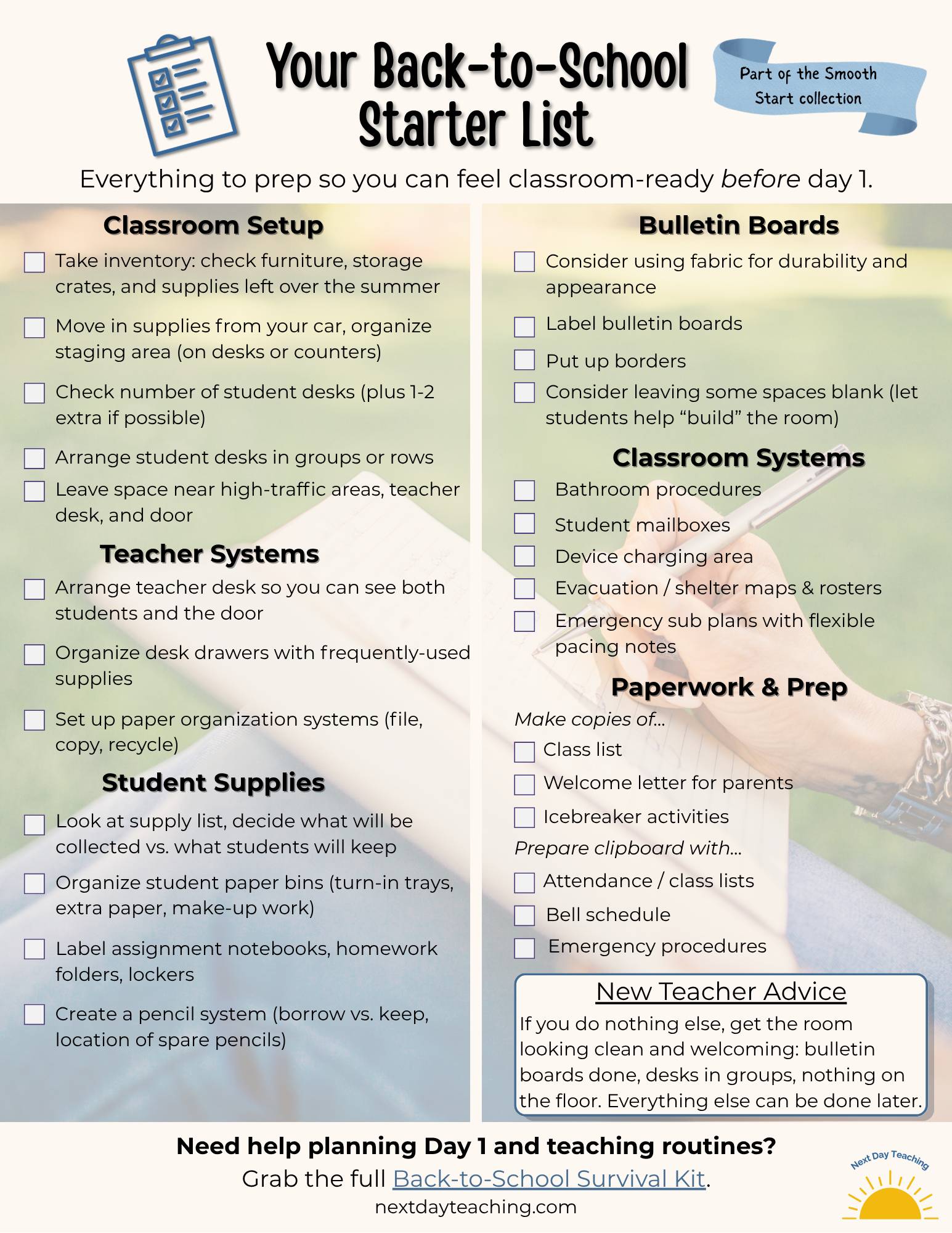 Easy Classroom Setup Checklist for Teachers | Free Checklist