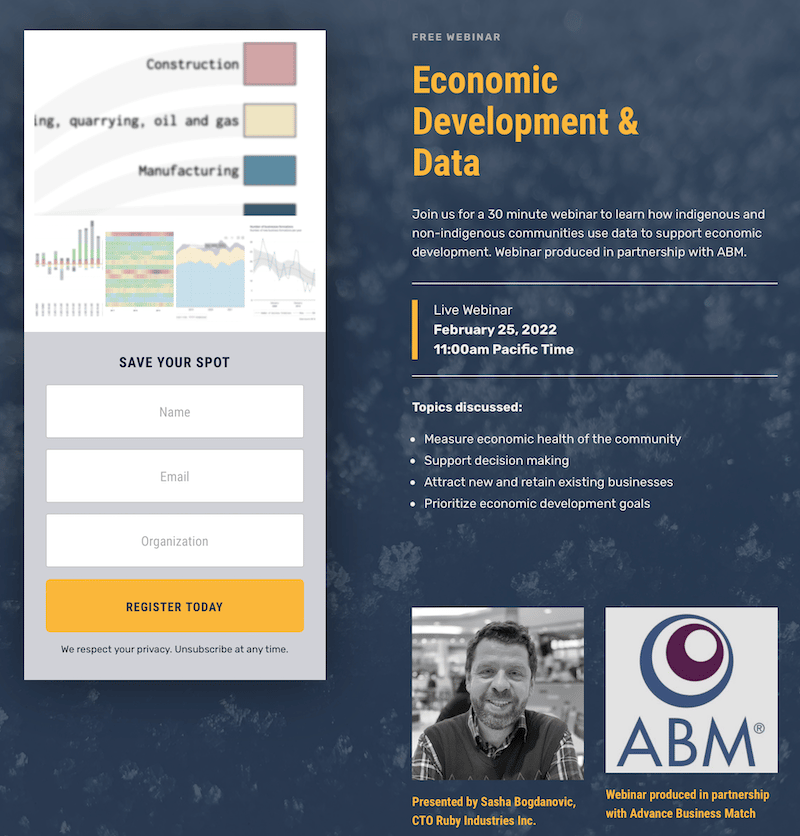 Economic Development & Data webinar by Ruby Industries Inc.