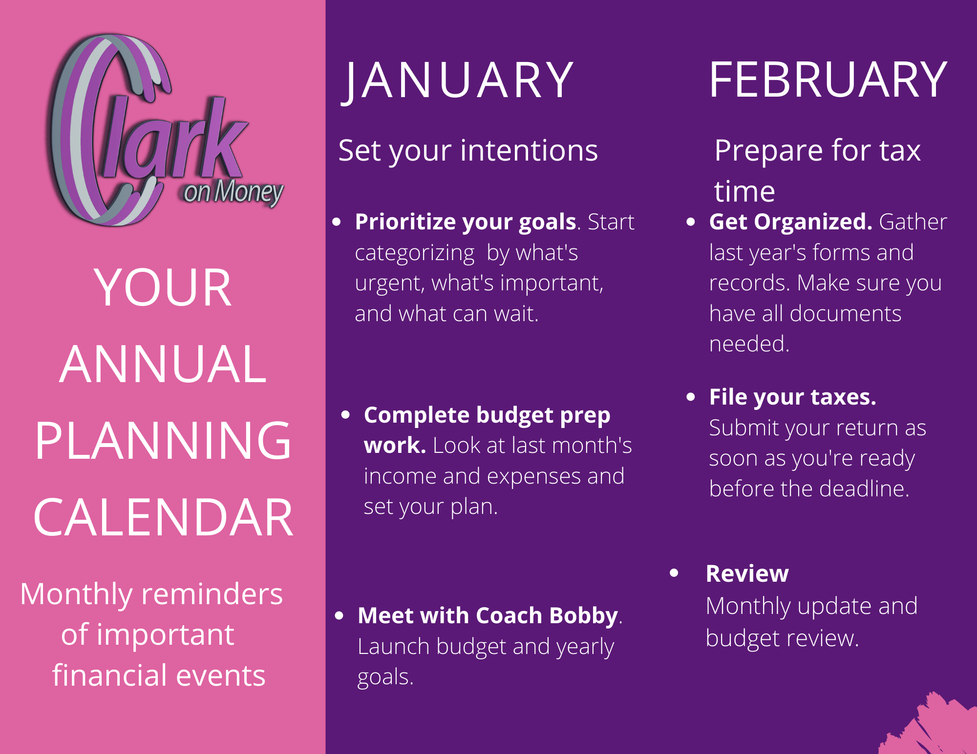 Money Monthly Planning Calendar