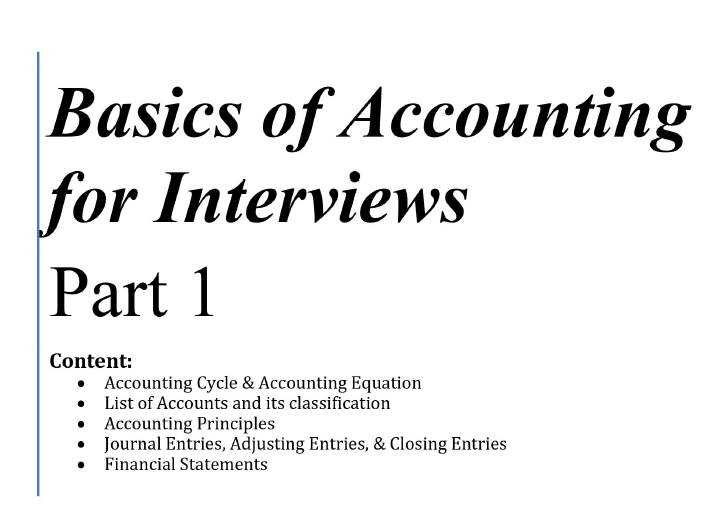 Basic for accounting for interview Part - 1