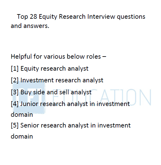 Top 28 Equity Research Interview Q&A