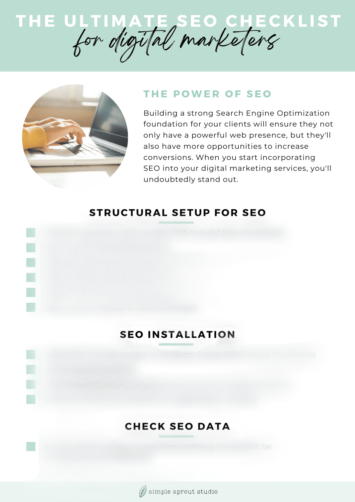 The Ultimate SEO Checklist for Digital Marketers - Free Download from simple sprout studio