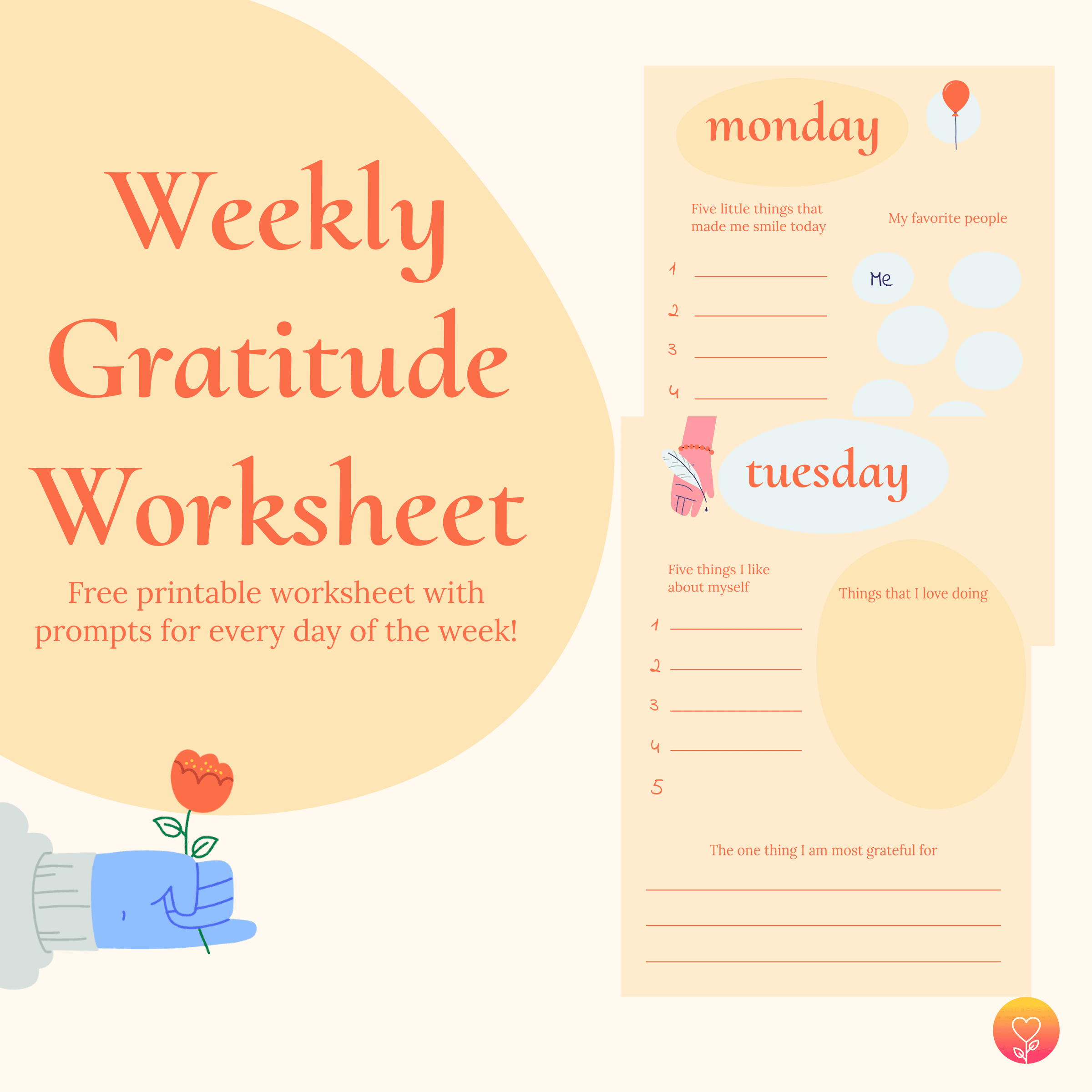 Free Weekly Gratitude Worksheet!